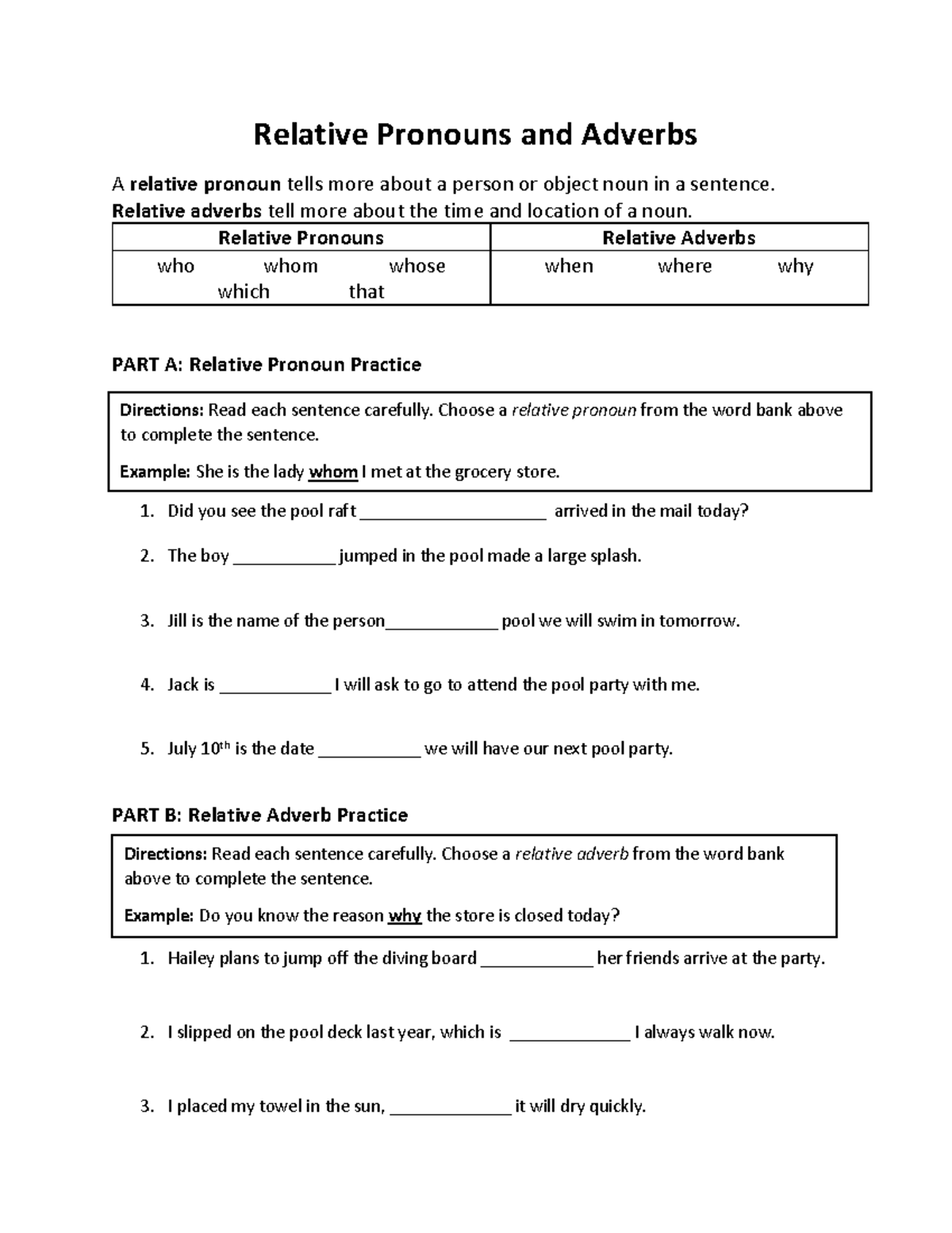 Educational resources g4 relative pronouns adverbs 1 - Relative ...
