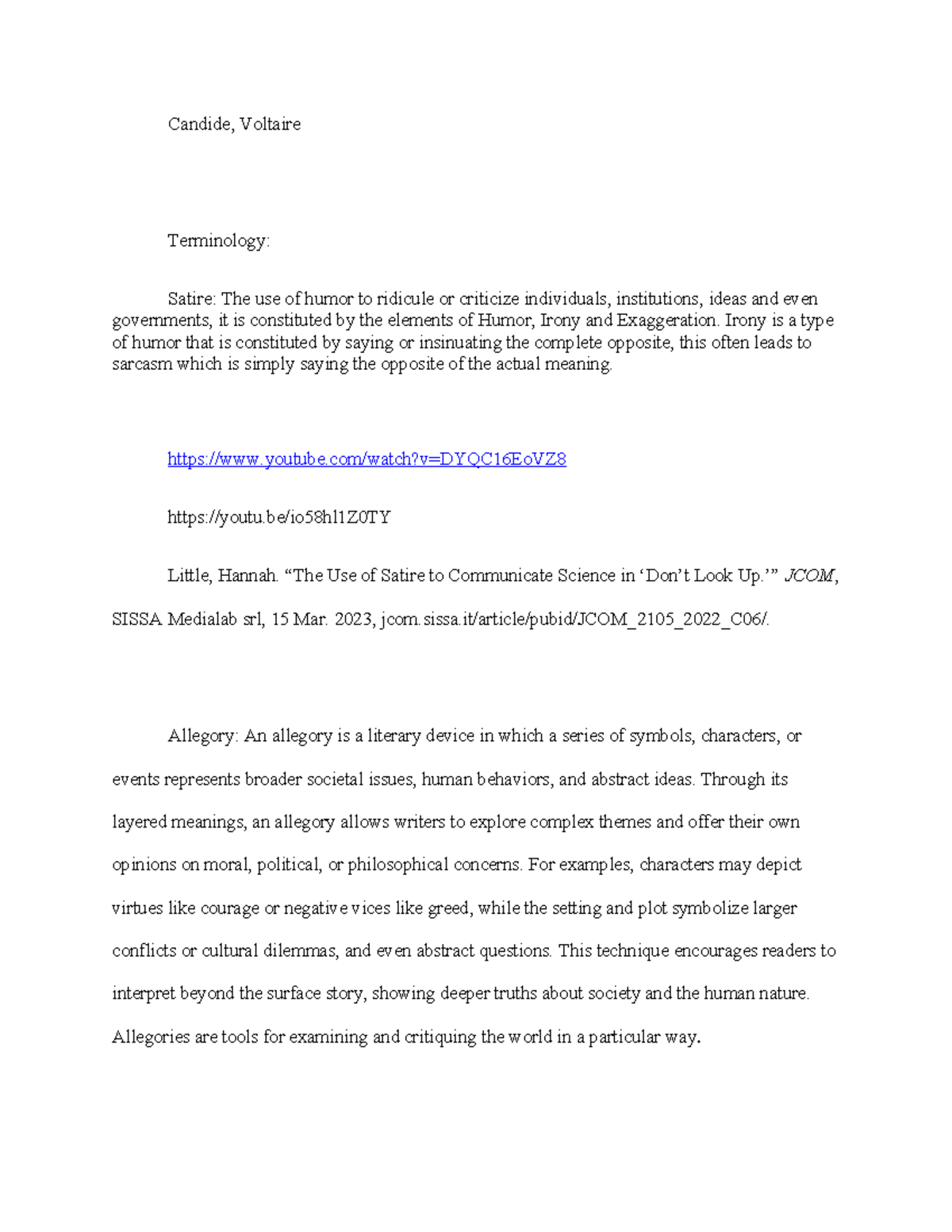 Candide Research: Satire, Allegory, and Metaphysics Analysis - Studocu