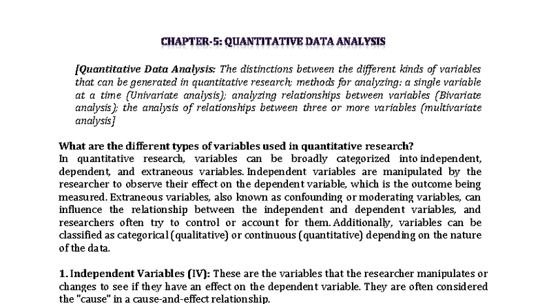Chapter 5: Understanding Variables in Quantitative Research (HR) - Studocu