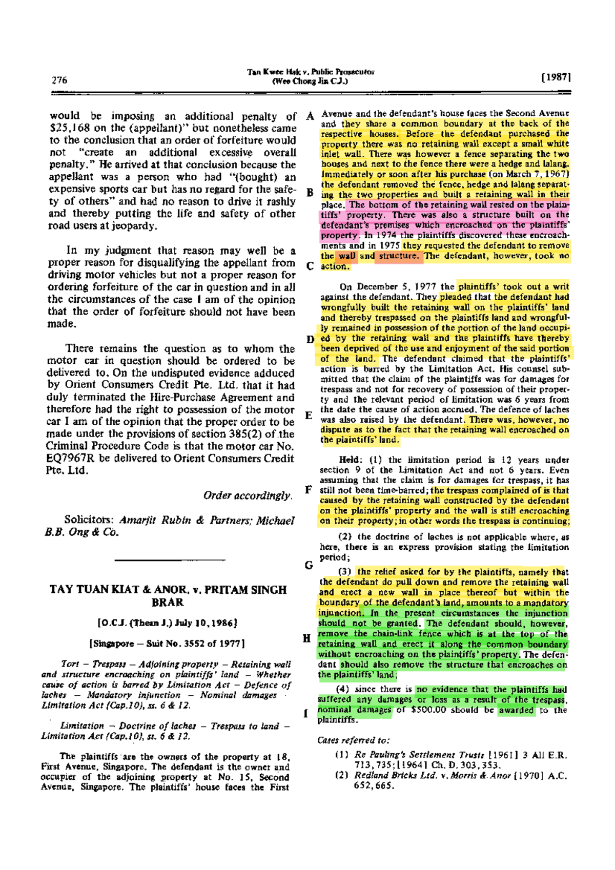TAY TUAN KIAT & ANOR v Pritam Singh BRAR - Tan Kwee Hak V. Public ...