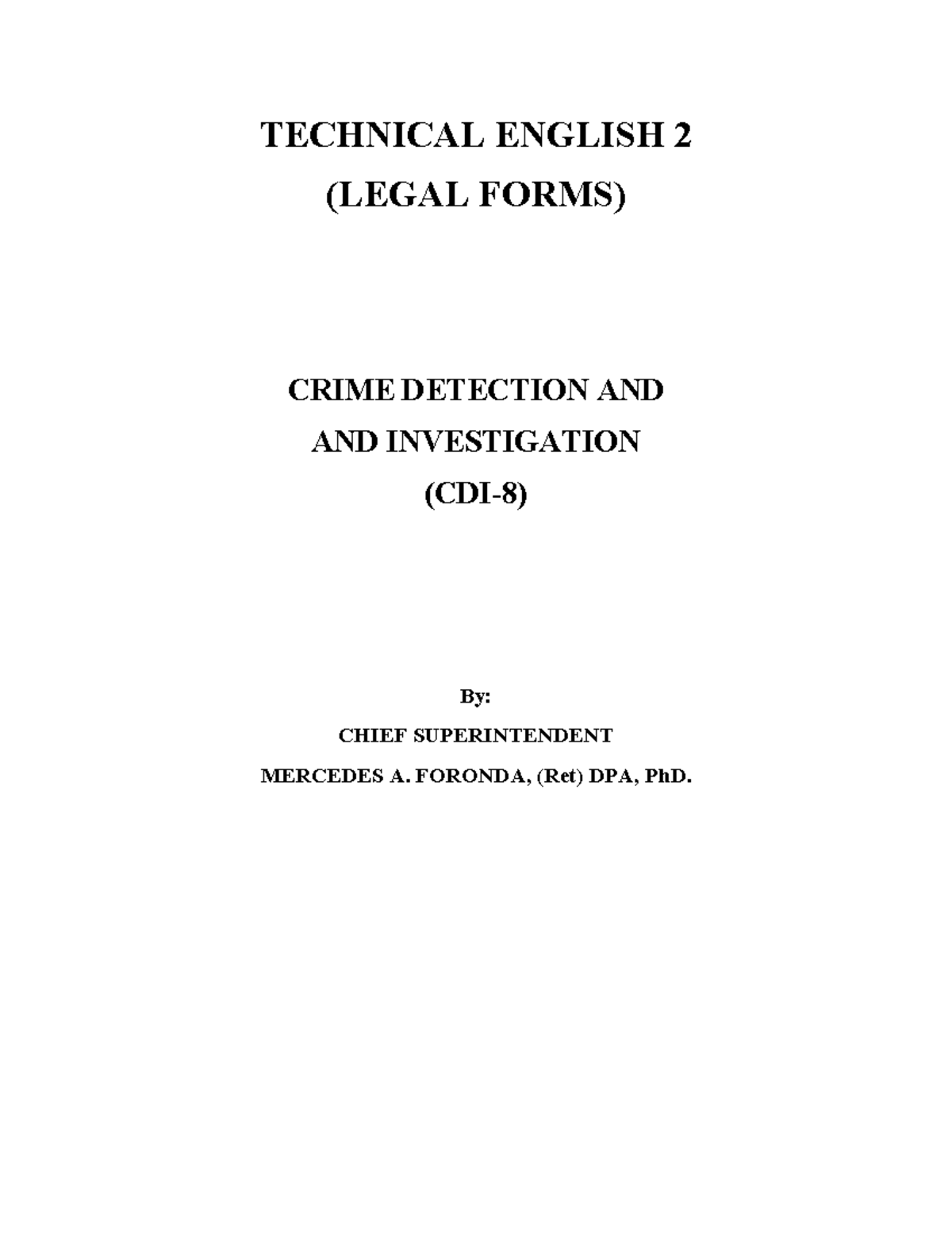 CDI-8 Technical English 2: Legal Forms for Crime Detection ...