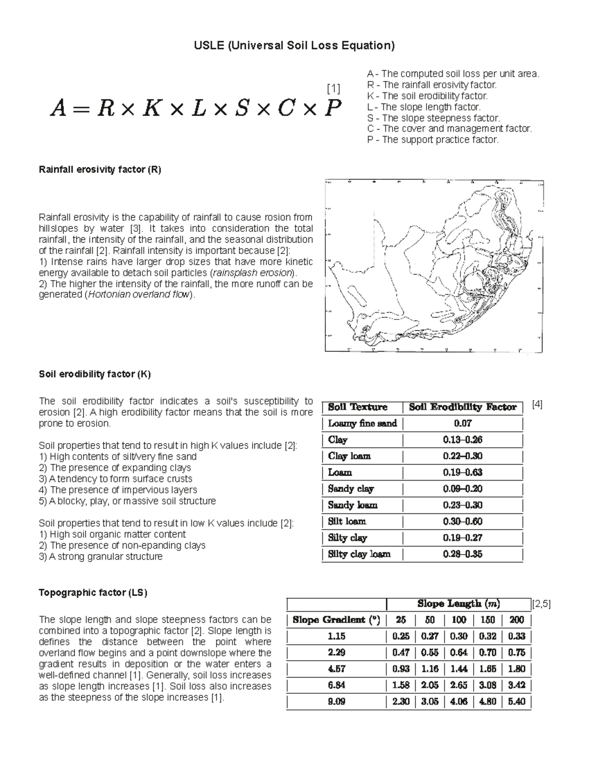 23-usle - lecture - USLE (Universal Soil Loss Equation) A The computed ...