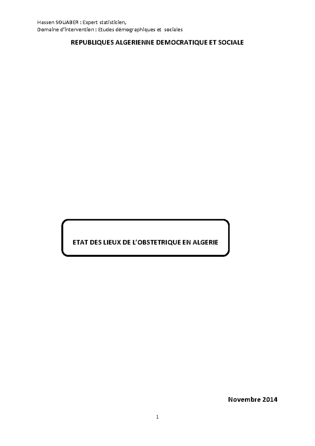 Rapport sur la Santé Maternelle et Néonatale en Algérie - V3 Final ...