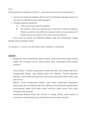 Diskusi 2 Bahasa Inggris MKWI4201 - Hi all, Having learned the materials in Session 2, now ...