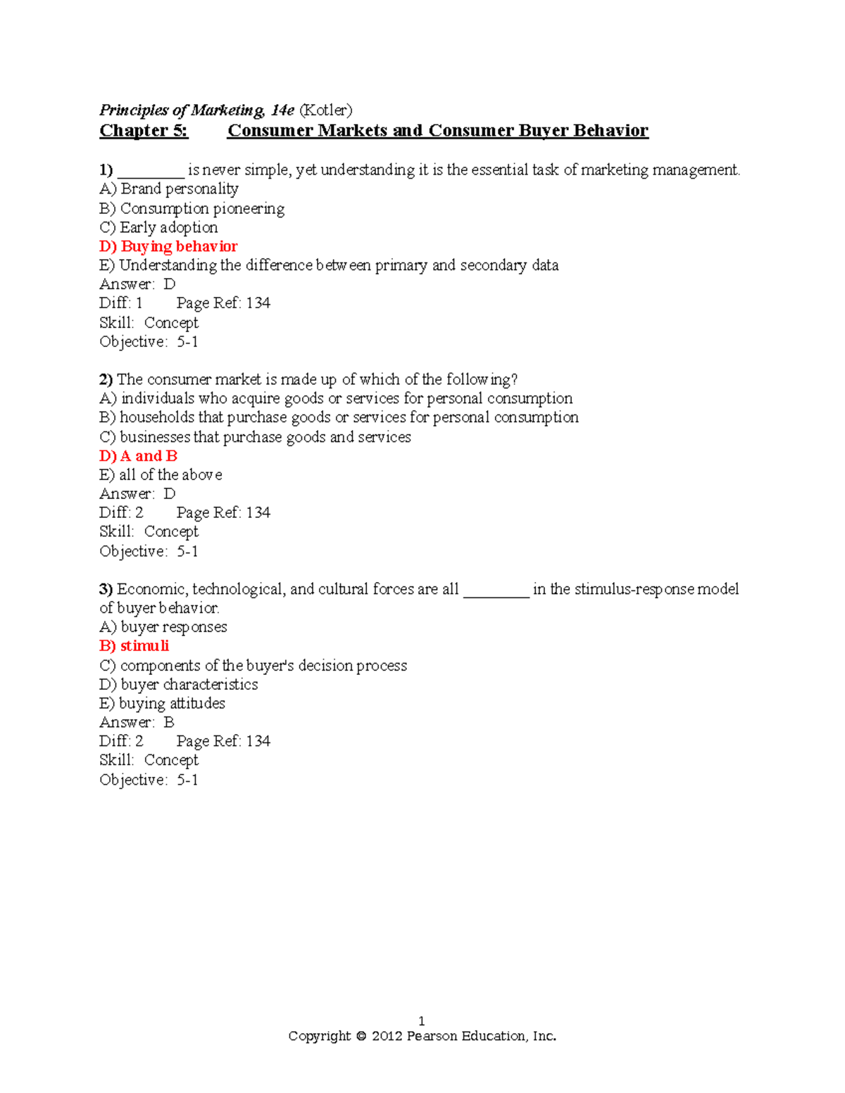 Quiz Review - Consumer Markets & Buyer Behavior - MKT101 - Studocu