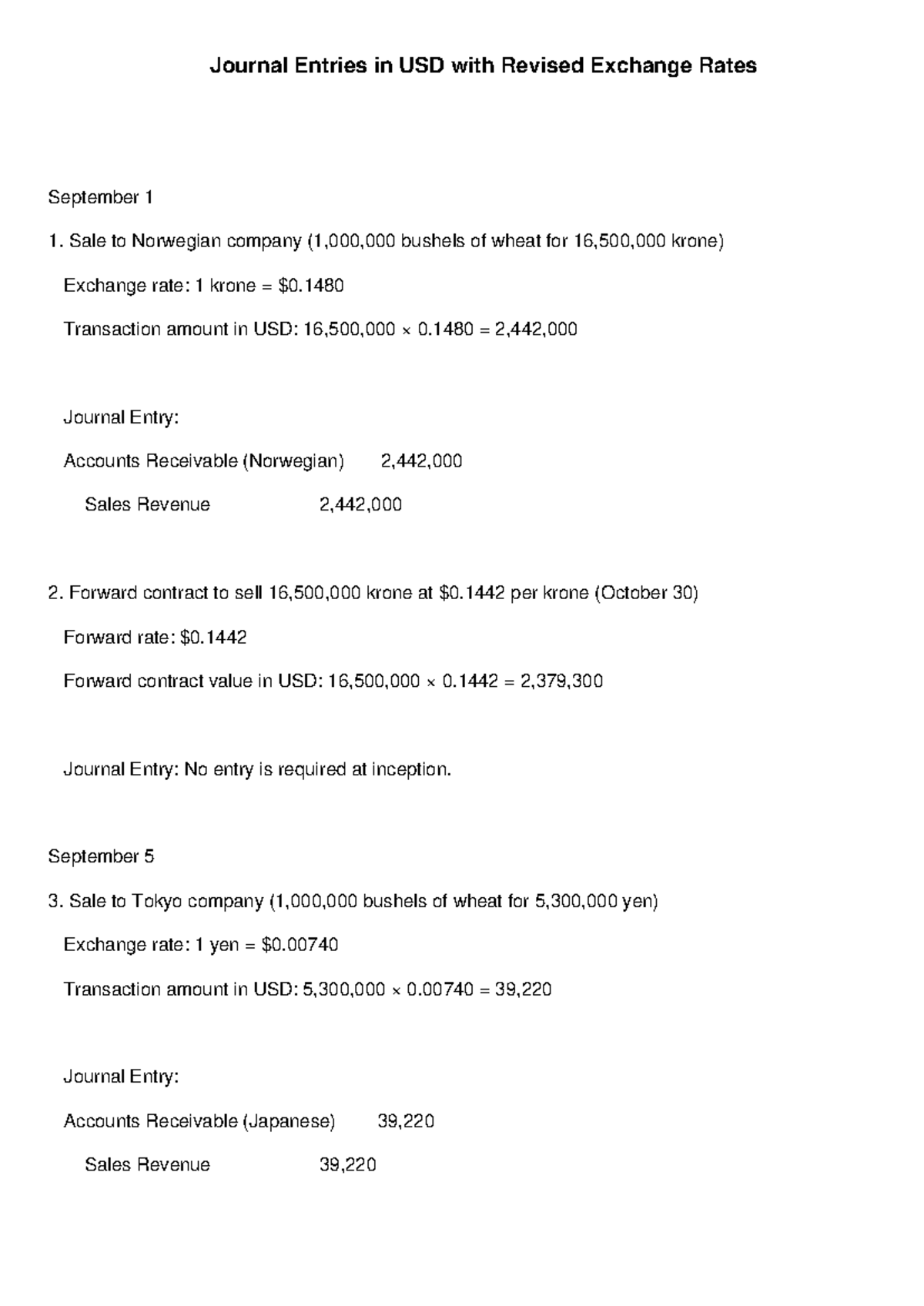 Revised Journal Entries and Exchange Rates in USD Analysis - Studocu