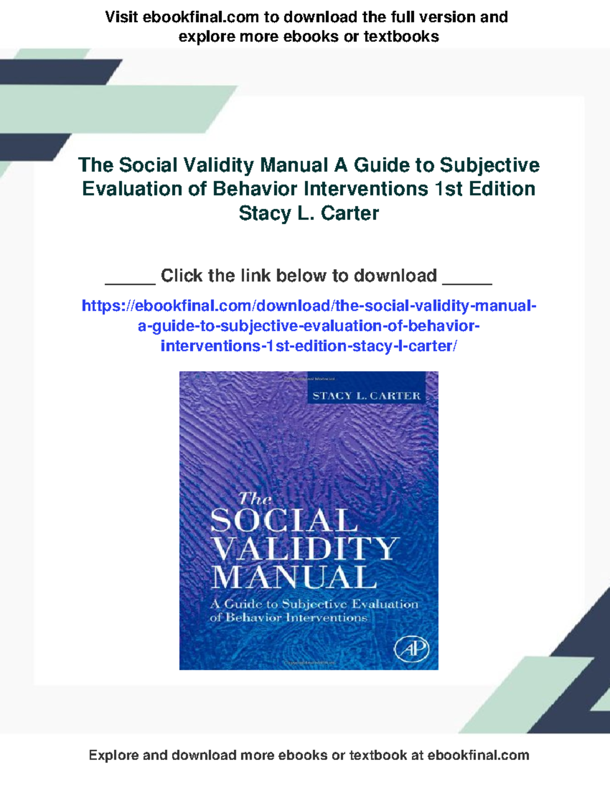 The Social Validity Manual: A Guide to Evaluating Behavior ...