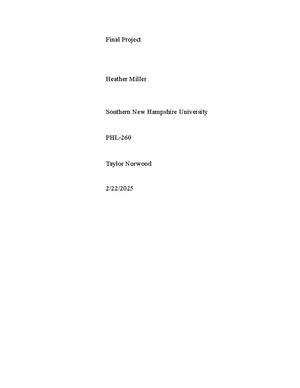 Phl260 module 4 journal - Module 4 Journal Heather Miller Southern New ...