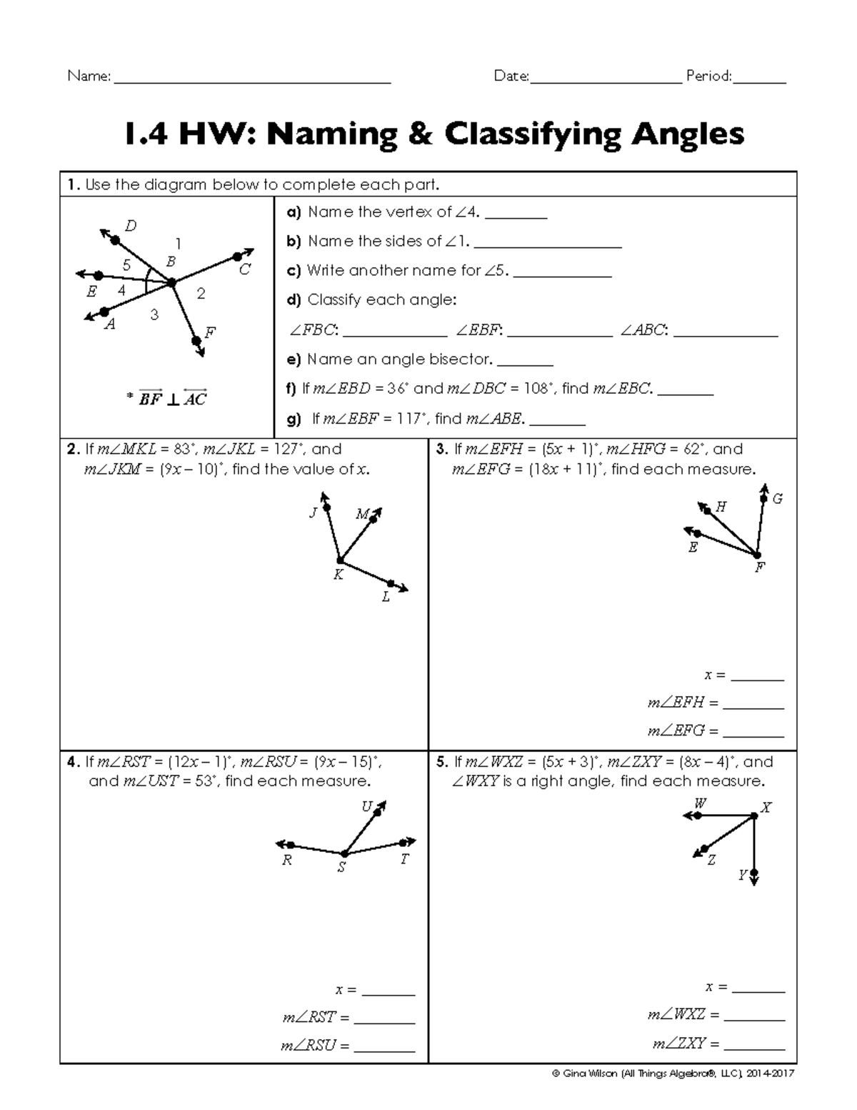 Unit 1: Geometry Basics - Homework 4 on Angle Addition Postulate - Studocu