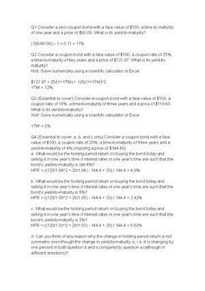 Problem set 1 solution - Problem set 1 Q1. Consider the three stocks in the following table. Pt ...