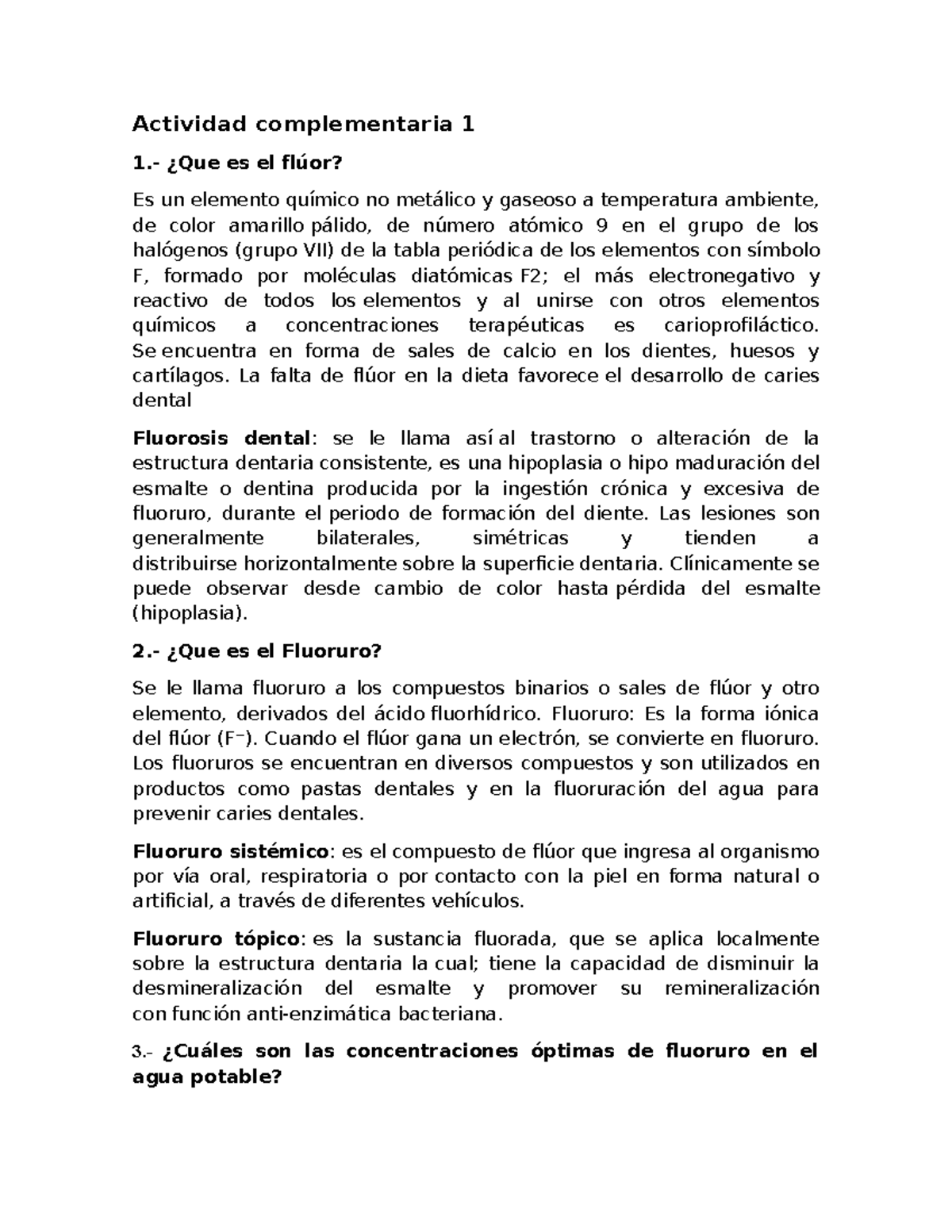 Actividad Complementaria 1: El Flúor y su Importancia en la Salud ...