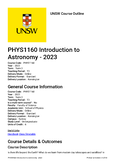 PHYS1160 - UNSW Sydney - Introduction to Astronomy - Studocu