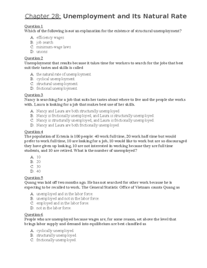 Chapter 28 Quiz Unemployment - ECO-202-T1419: Macroeconomics Module 3 ...