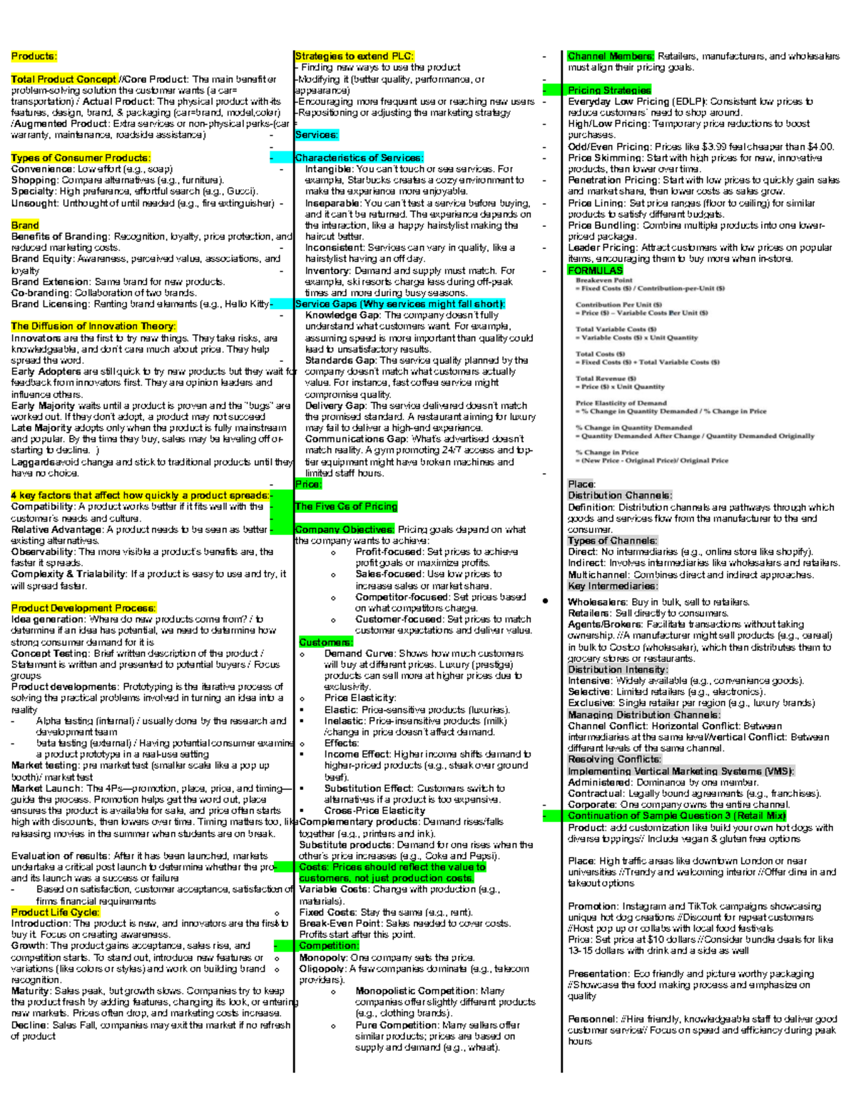 Final Exam Cheat Sheet for Marketing Strategies (MKT 2320) - Studocu