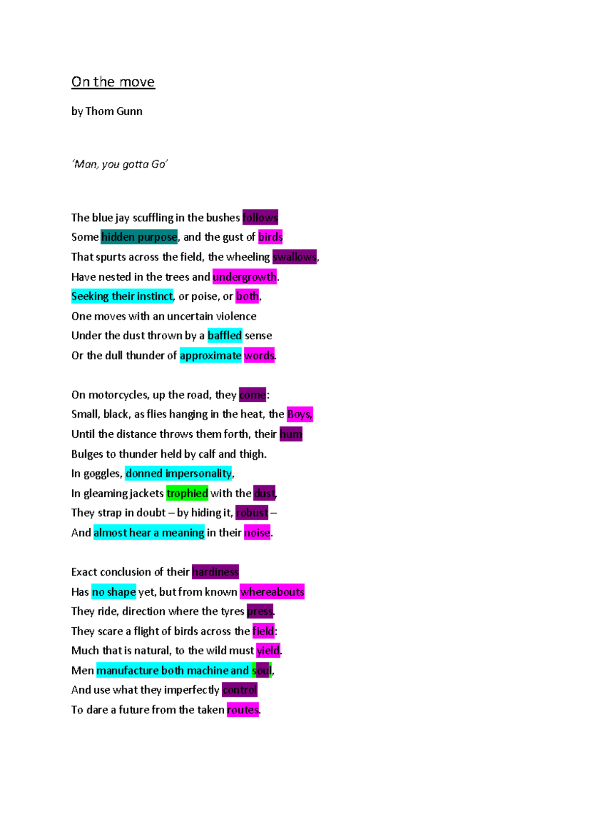 On the Move: Analyzing Thom Gunn's Existential Themes in BVMBMCMBVHM ...