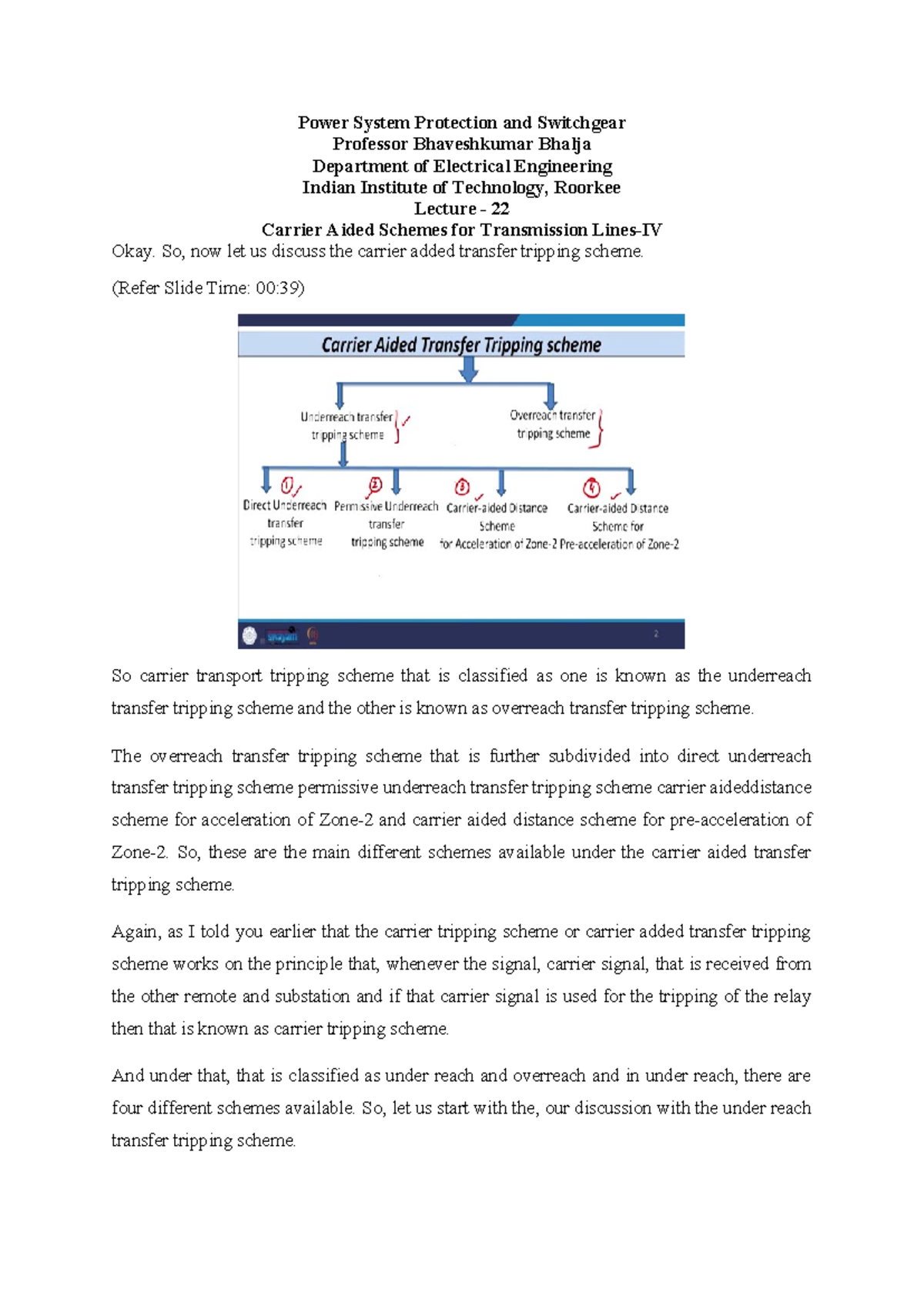Lec22 - Official notes of Professor GN Pillai - Power System Protection ...