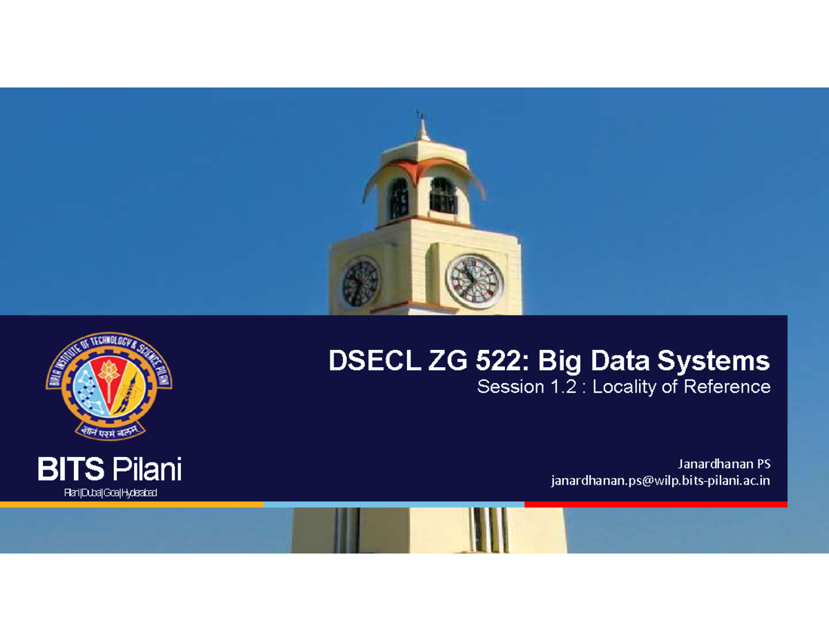BDS 522: Principles of Locality of Reference in Big Data Systems - Studocu