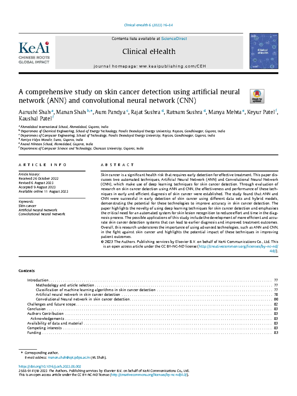 A Comprehensive Study on Skin Cancer Detection Using ANN & CNN ...