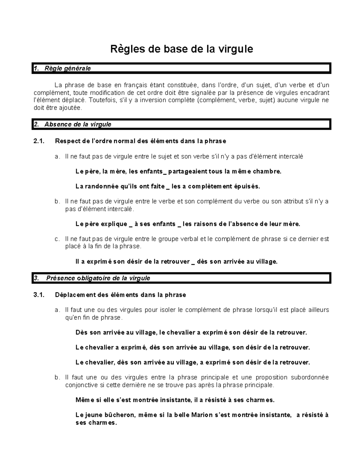 LN Règles de base de la virgule en français : Guide complet - Studocu