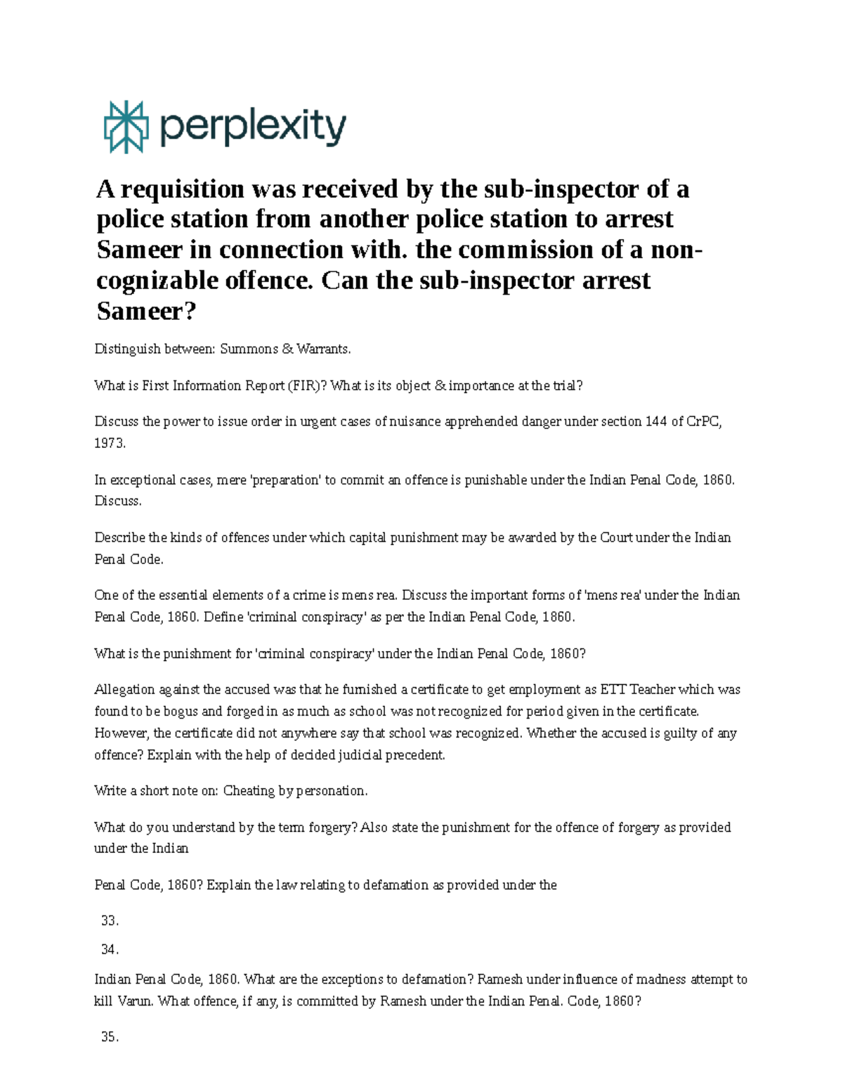 Criminal Law Analysis: Key Questions on IPC, CrPC, and Evidence Act ...