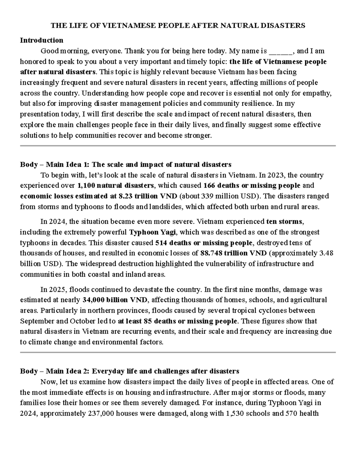 Vietnamese Life Post-Natural Disasters: Challenges & Resilience - Studocu