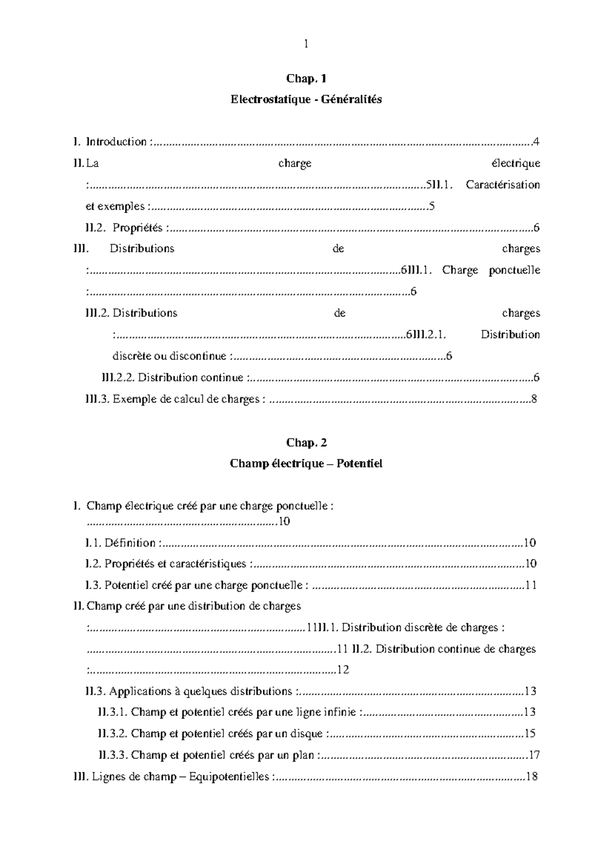 Electrostatique General - Chap. 1 Electrostatique - Généralités I ...