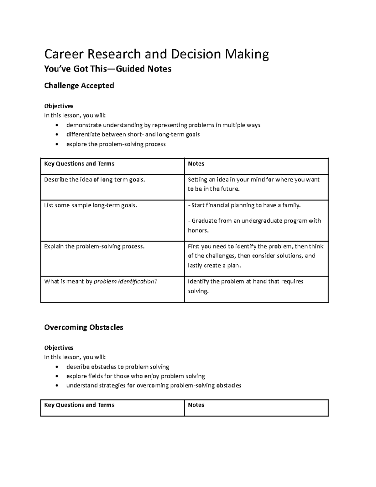 Career Research (You've Got This) Guided Notes - Studocu