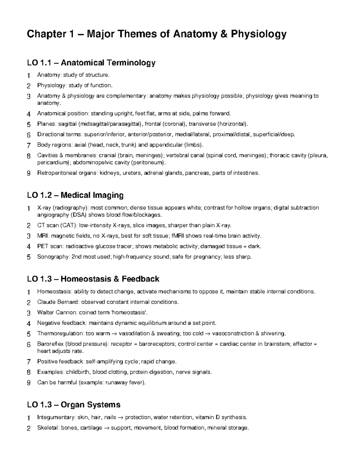 Chapter 1 Study Guide: Major Themes in Anatomy & Physiology - Studocu