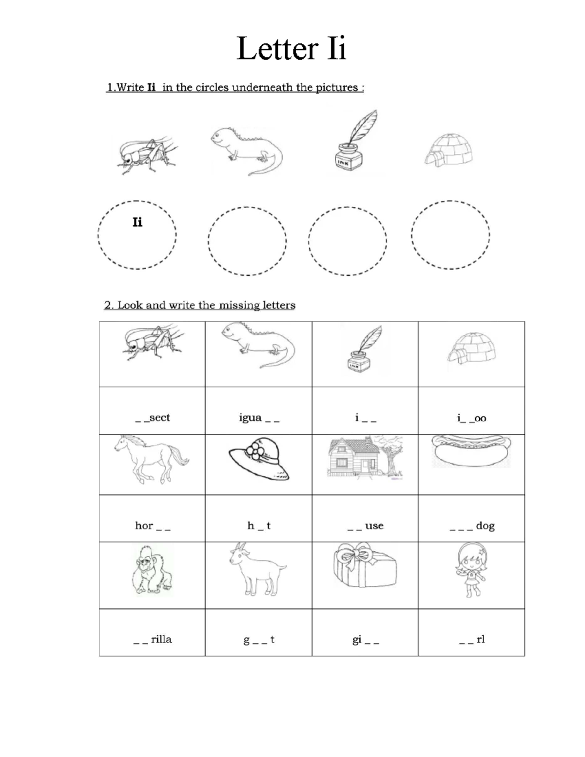 Letter Ii Worksheet: Practice Activities for Students - Studocu