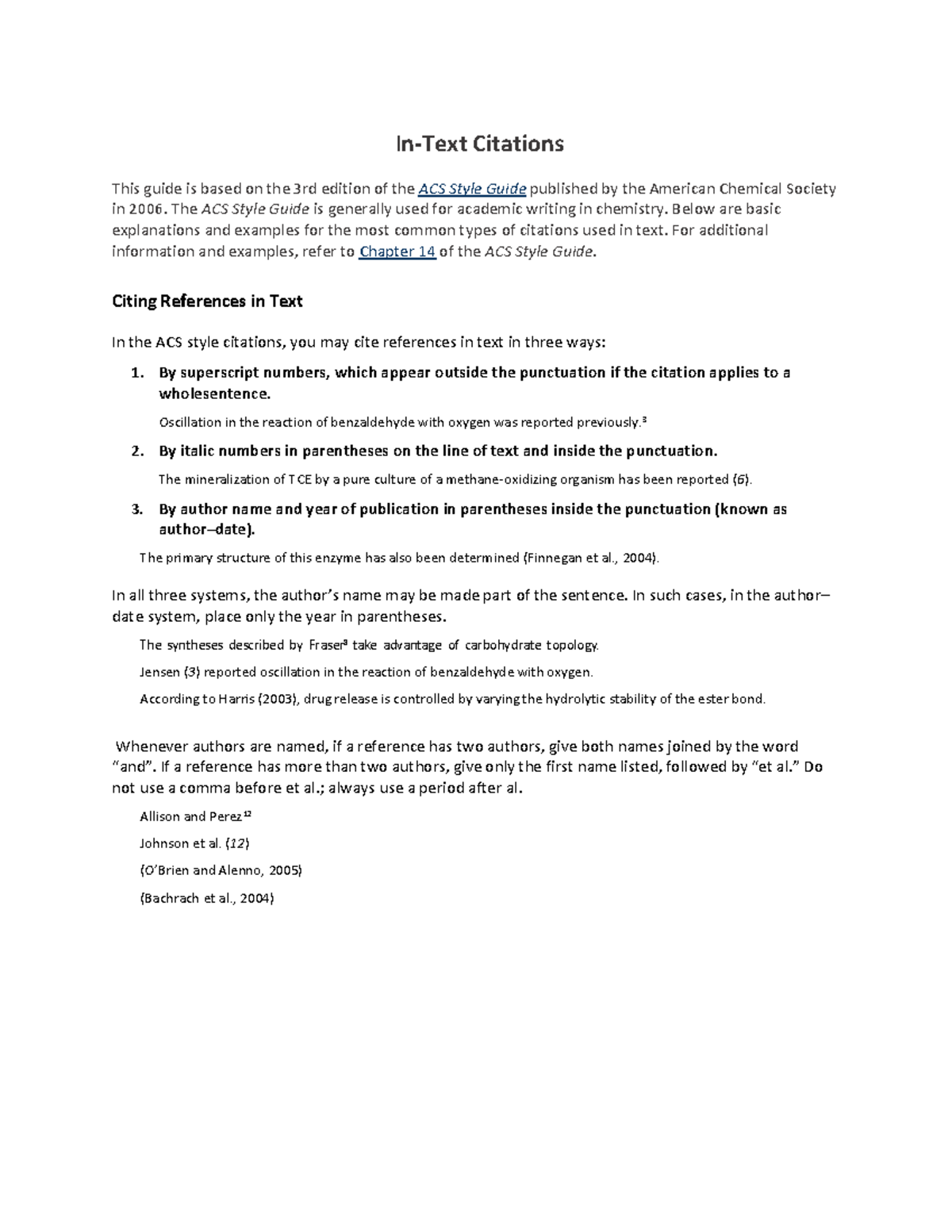 ACS Citation Styles Guide (3rd Ed.) for Academic Writing - Studocu