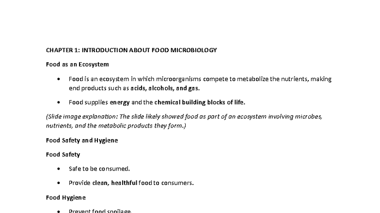 CHAPTER 1: INTRODUCTION TO FOOD MICROBIOLOGY SELF-NOTE - Studocu