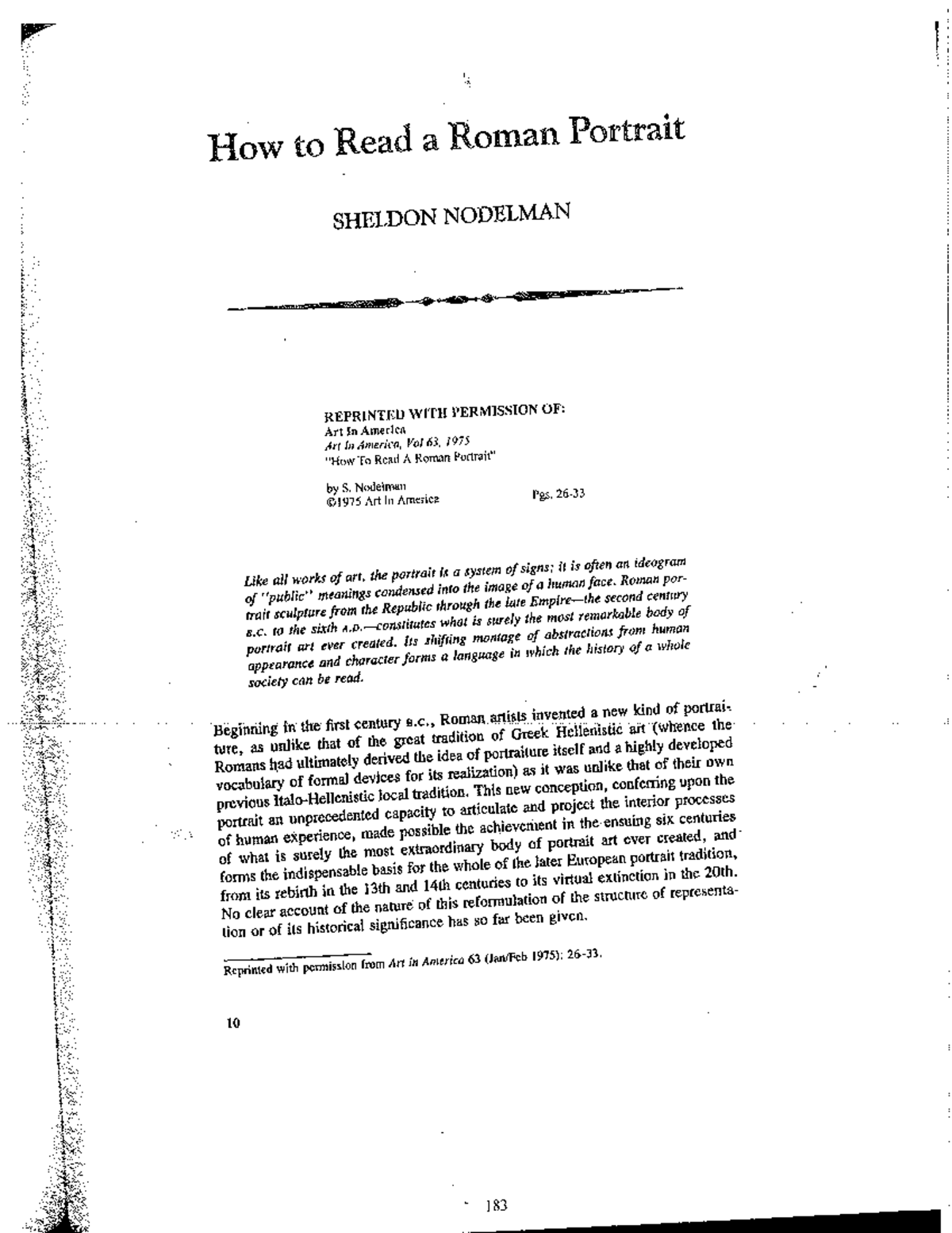 Understanding Roman Portraiture: An Analysis of Art in America - Studocu