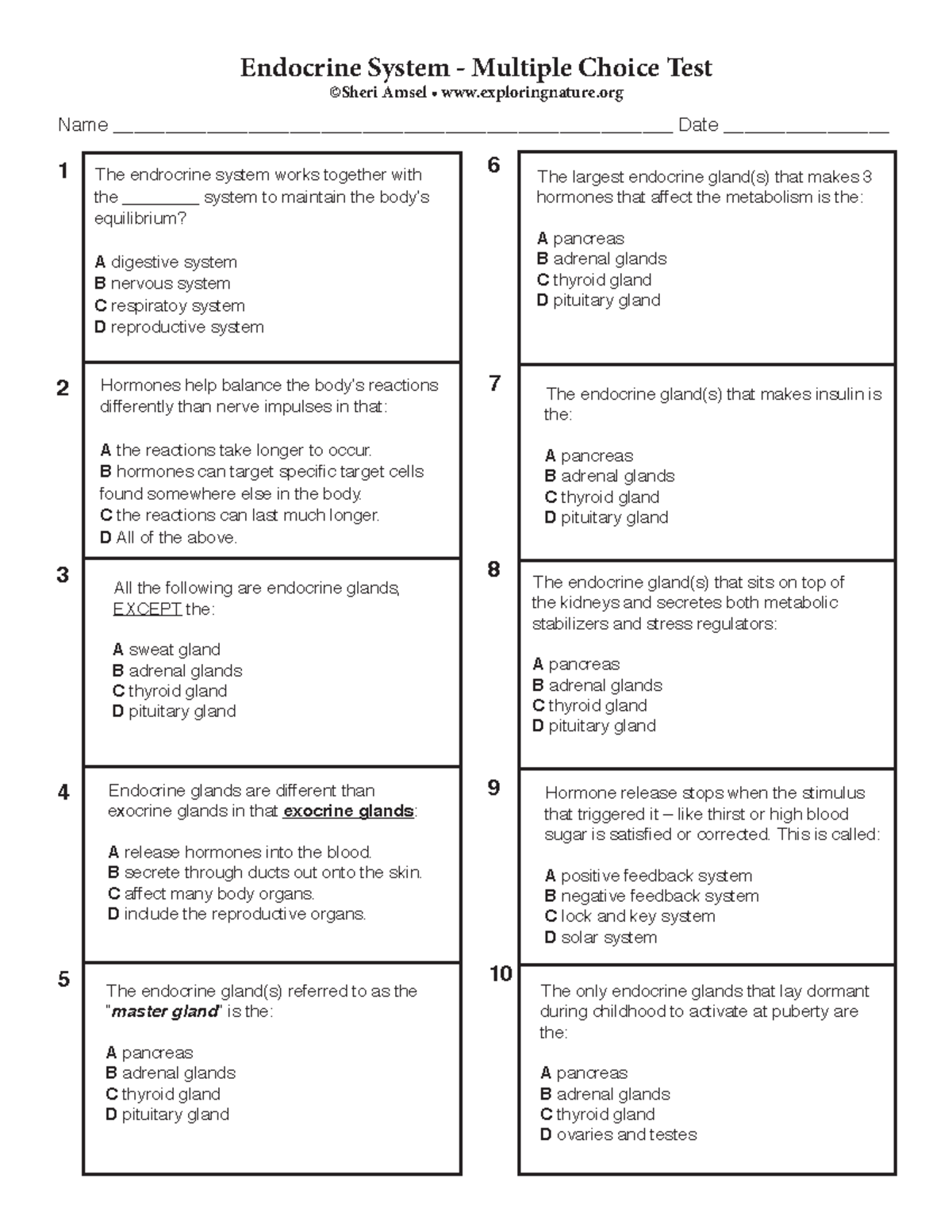 Endocrine system mutliple choice - Endocrine System - Multiple Choice ...