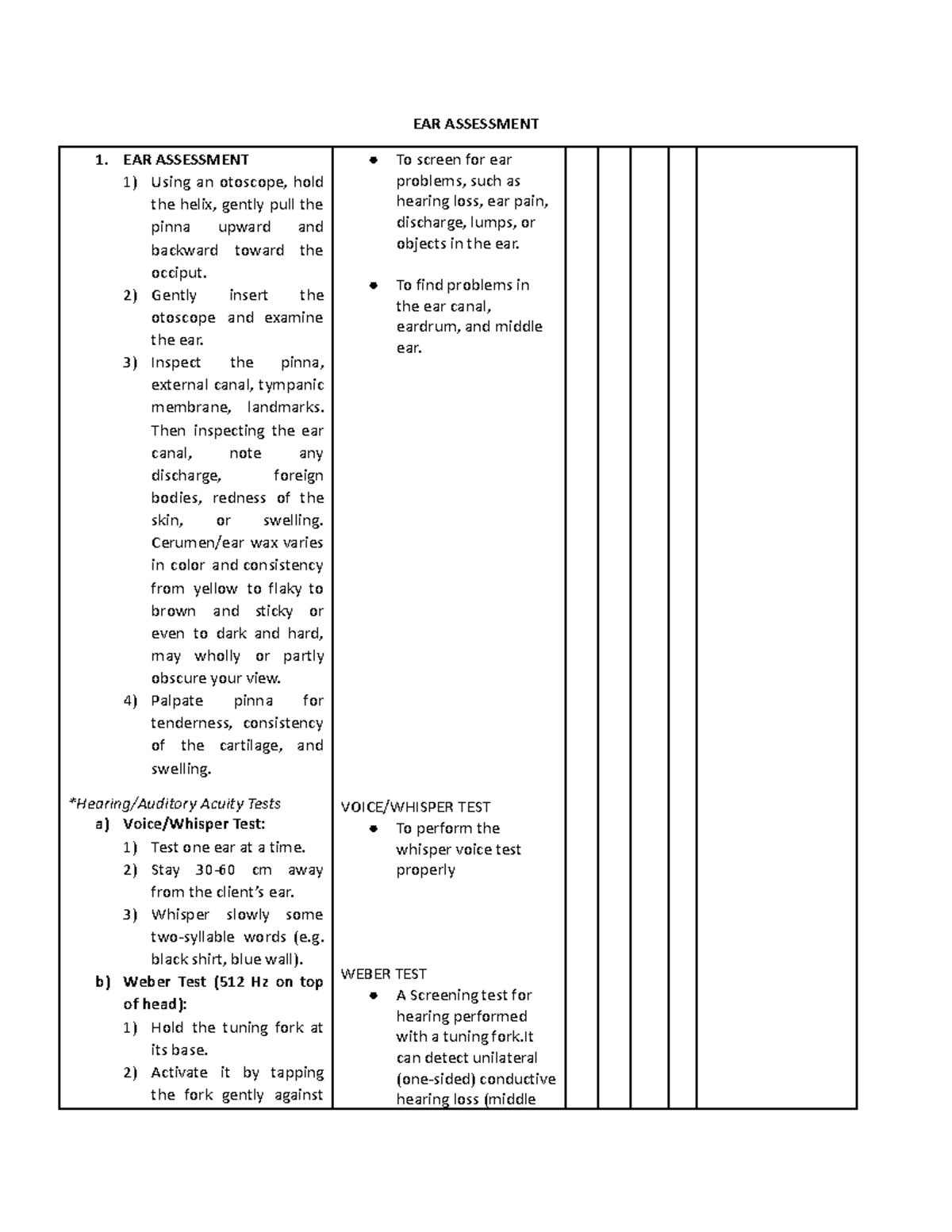 Nursing - Ear Assessment PRS: Techniques & Rationale for Examination ...