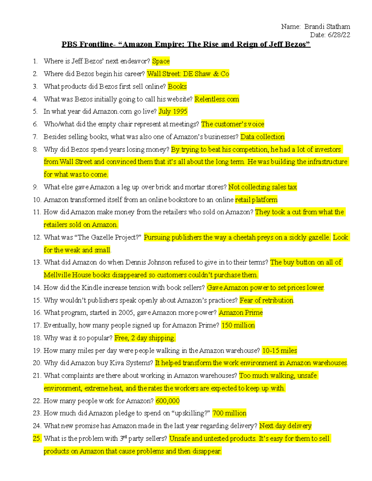 ENG 101 Amazon Empire: Insights from the Documentary Assignment - Studocu