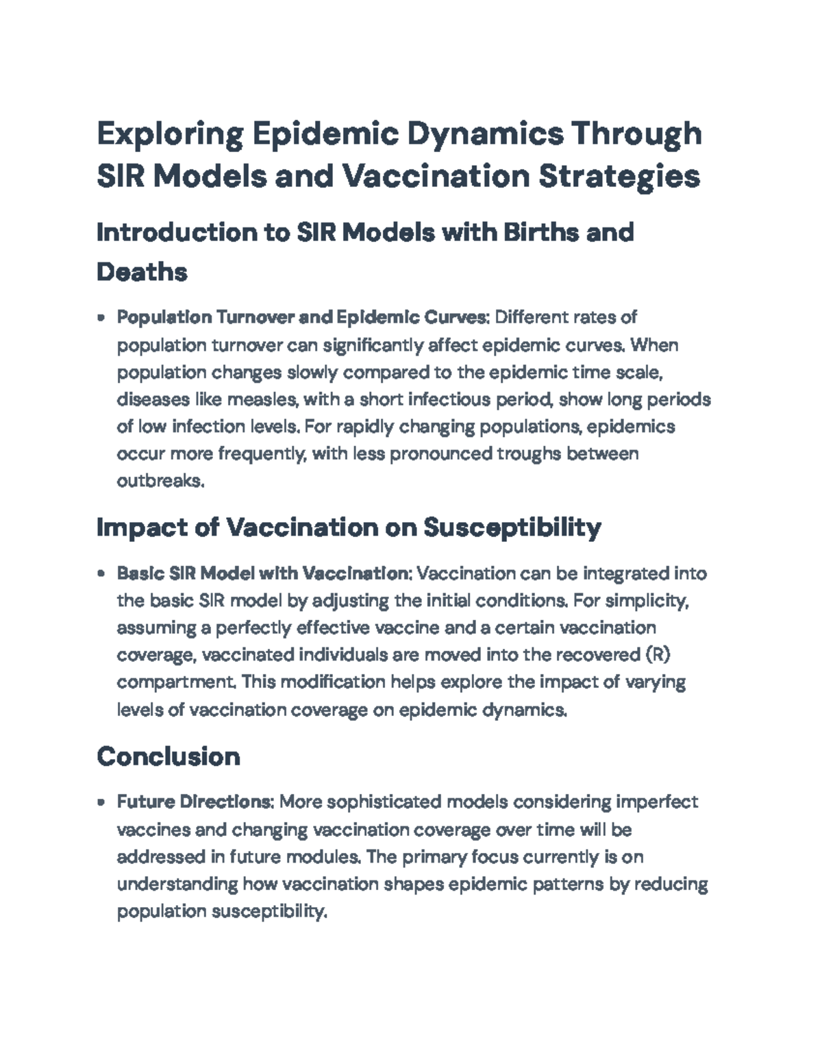 SIR Models and Vaccination Strategies: Exploring Epidemic Dynamics ...