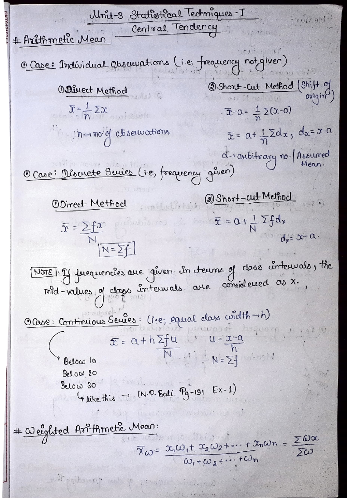 Unit-3 Central Tendency Formula Sheet - Maths 4 - Studocu