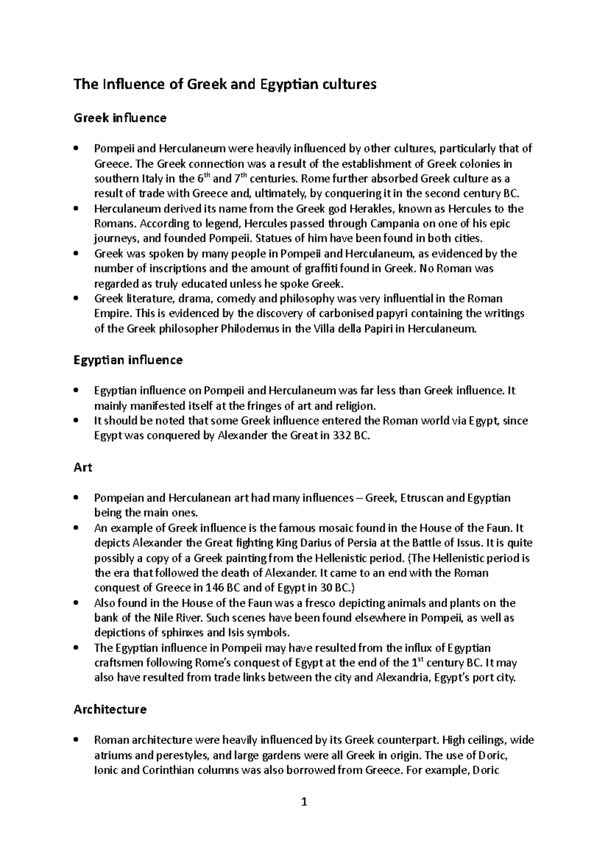 The Impact of Greek and Egyptian Cultures on Pompeii and Herculaneum ...