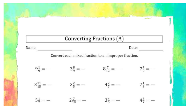 Grade 6 Fraction Worksheets: Converting & Simplifying Fractions - Studocu