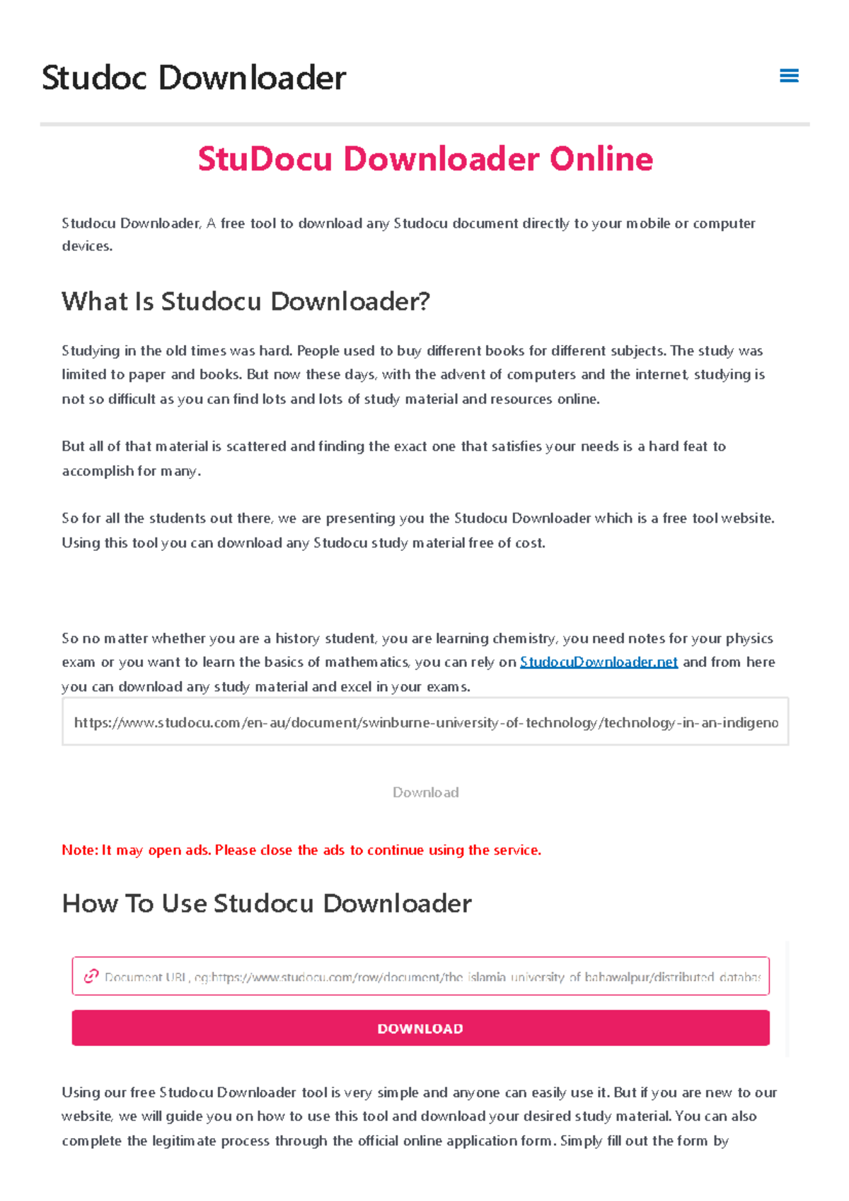 Hướng Dẫn Sử Dụng Studocu Downloader Cho Học Sinh - Studocu