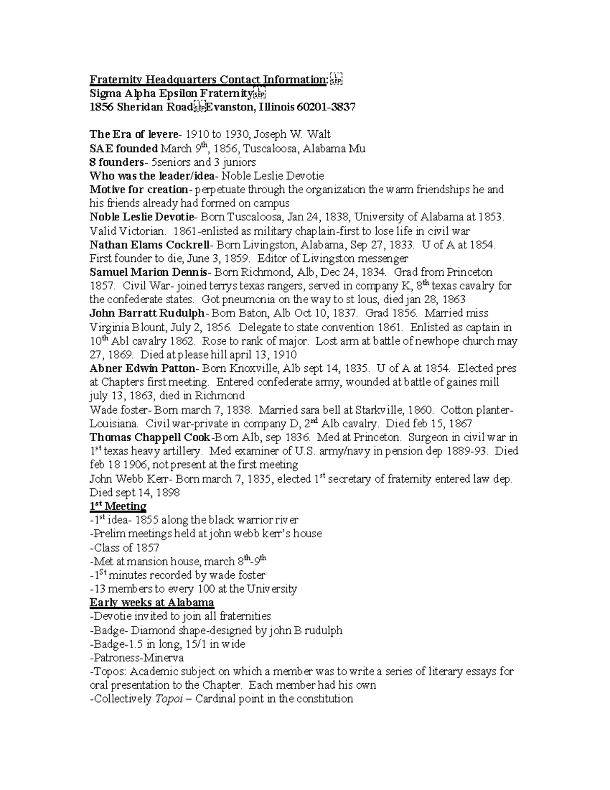 History and Evolution of Sigma Alpha Epsilon (SAE) Fraternity - Studocu