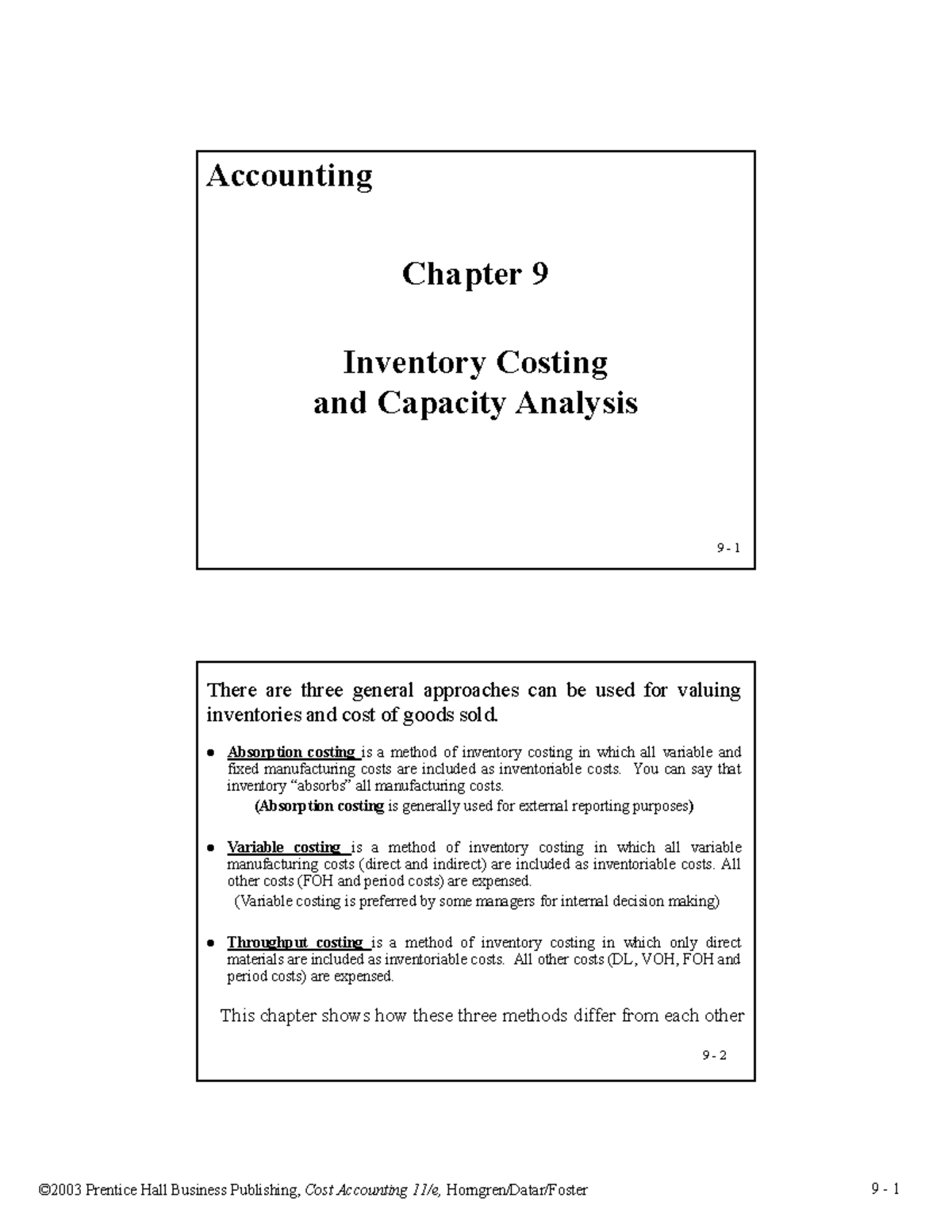 Accounting Ch 9: Inventory Costing & Capacity Analysis - Studocu