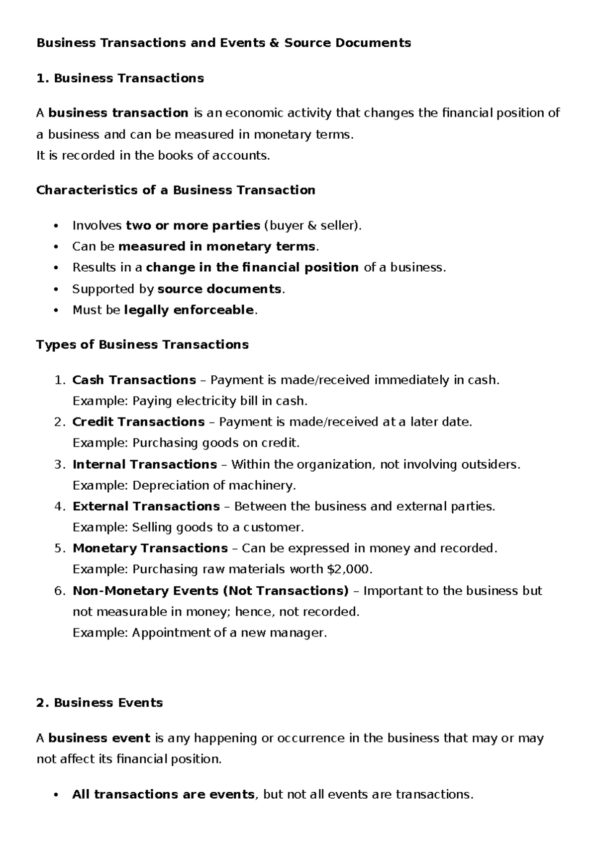 WEEK 4: Business Transactions, Events & Source Docs Overview - Studocu