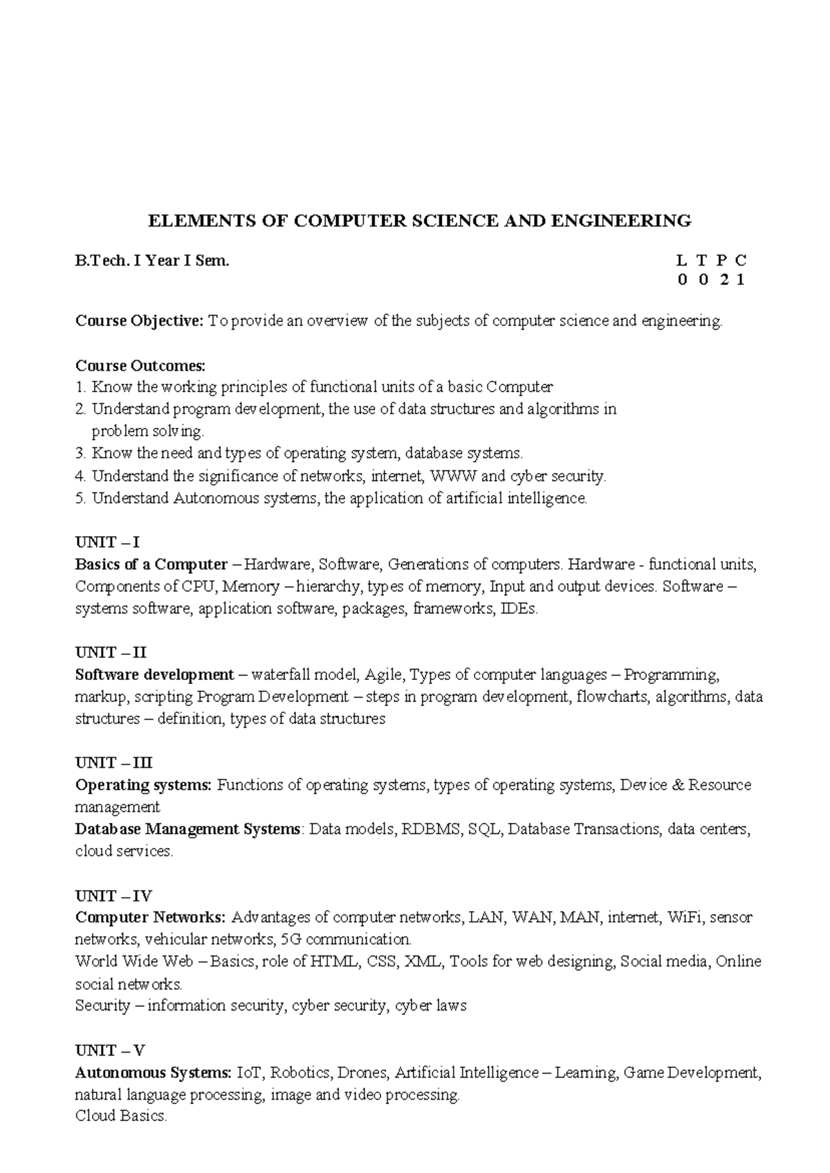 ECSE 101: Intro to Computer Science & Engineering - Syllabus Overview ...