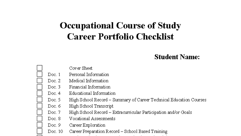 OCS Career Portfolio Checklist: Comprehensive Student Guide - Studocu