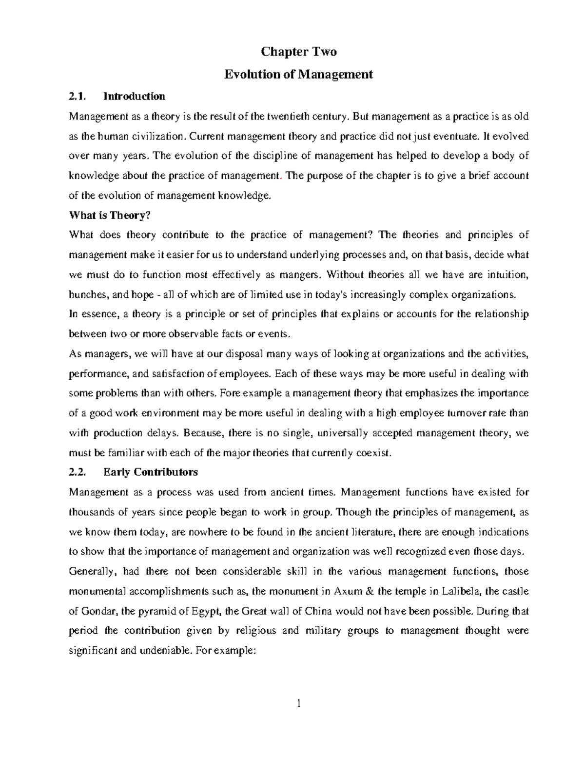 Chapter 2: Evolution of Management Theories and Practices (MGMT) - Studocu