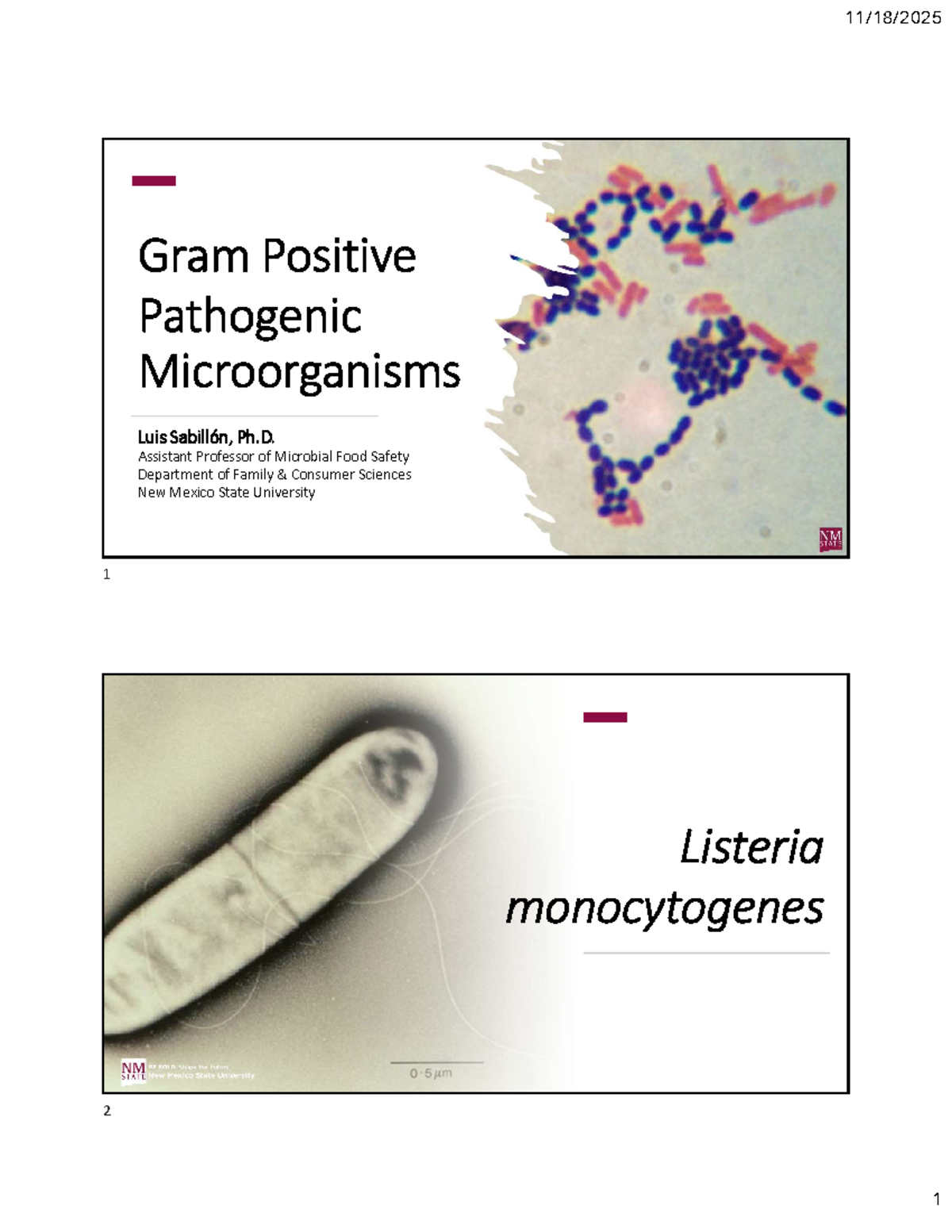 Lecture on Gram Positive Pathogenic Microorganisms: Listeria ...