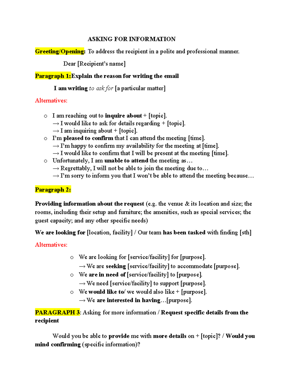Email 1: Asking for Information - Professional Communication Guide ...