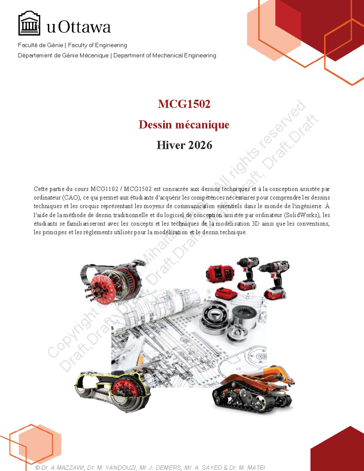 Syllabus MCG1502 Dessin Mécanique Hiver 2026 - Studocu
