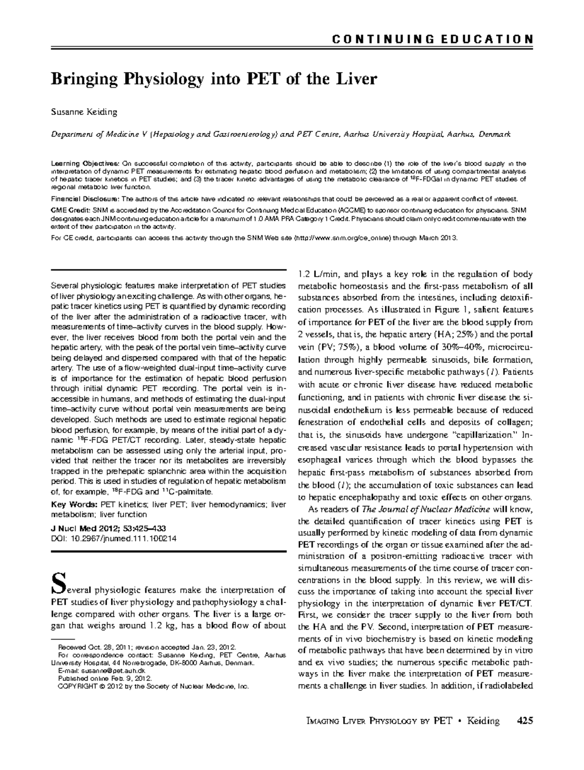 Understanding Kmet in Dynamic PET Imaging of Liver Metabolism (MED 101 ...
